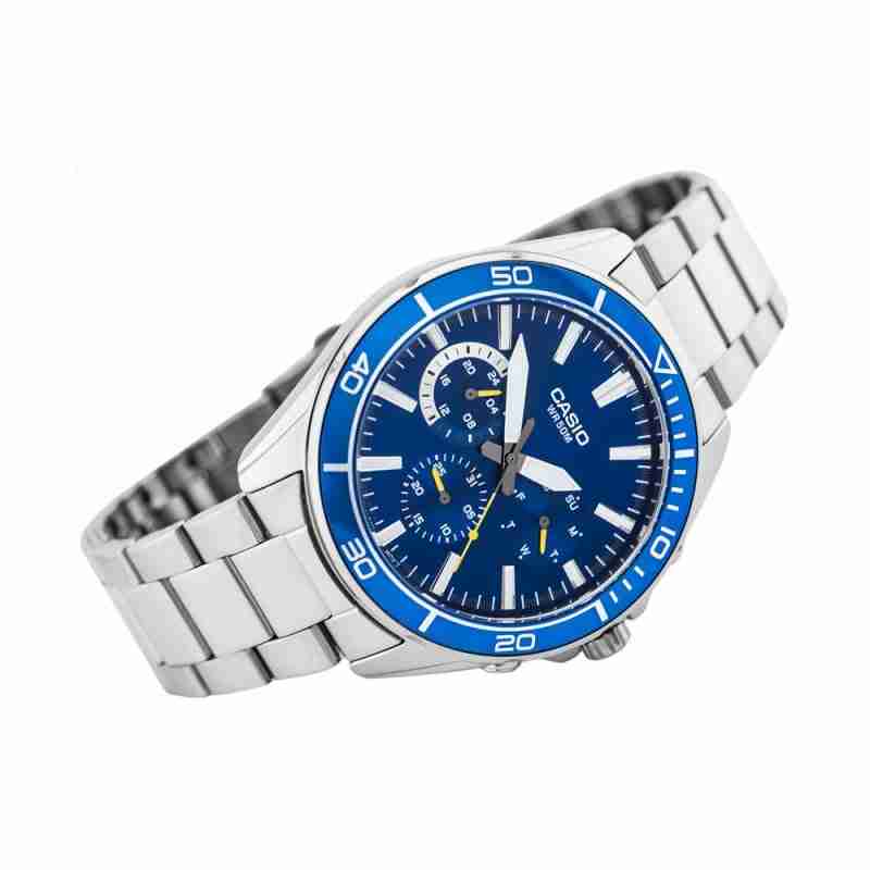 Casio MTD-320D-2AV Stylish Blue Dial Chronograph Wrist Watch ...