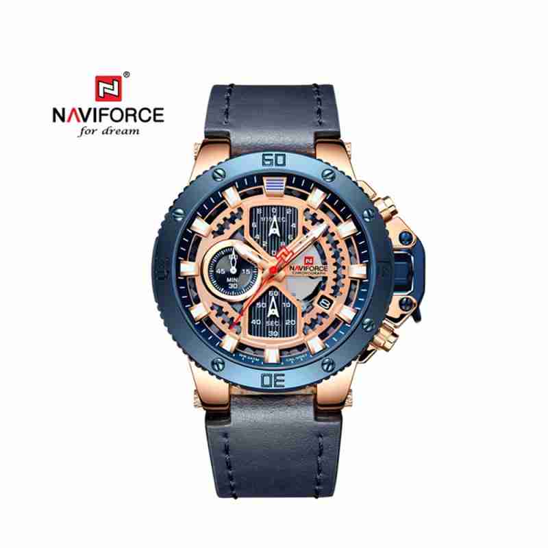 NaviForce 9159 Red Leather Chronograph Men's Wrist Watch