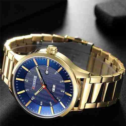 Curren 8316 Blue Dial & Golden Stainless Steel Chain Men's Gift Watch