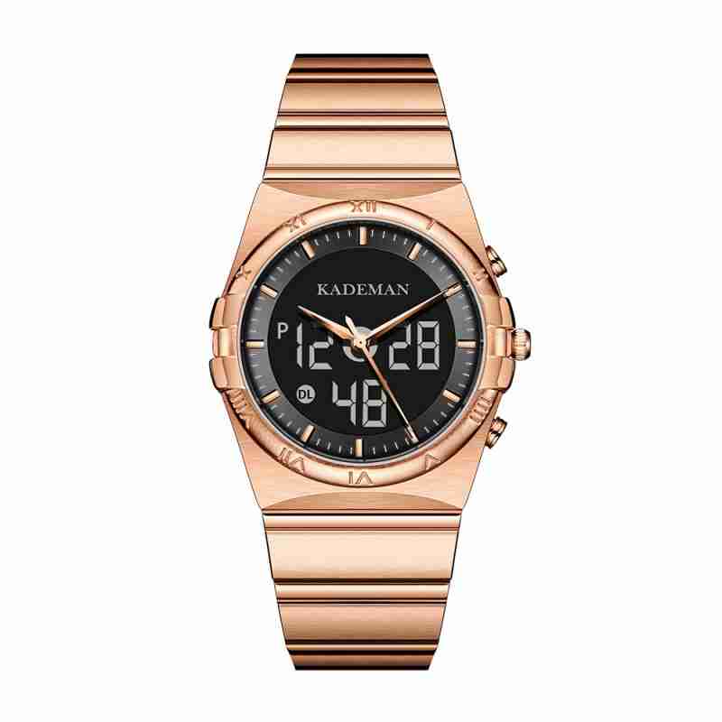 Kademan K9079G Rose Gold Analog Digital Steel Unisex Watch