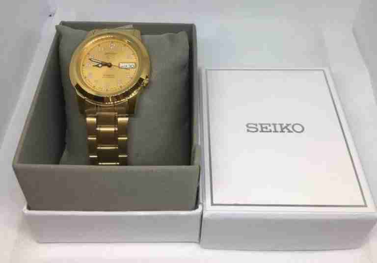 Seiko 5 Automatic Golden Color Dial and Chain Wrist Watch - WatchCentre.PK