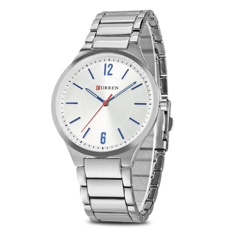Curren 8388 Stylish Silver Chain Green Dial Illuminator Wrist Watch