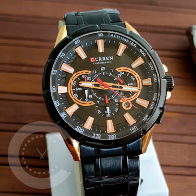 Curren 8363 Men's Quartz Wrist Watch In Black Chronograph Dial