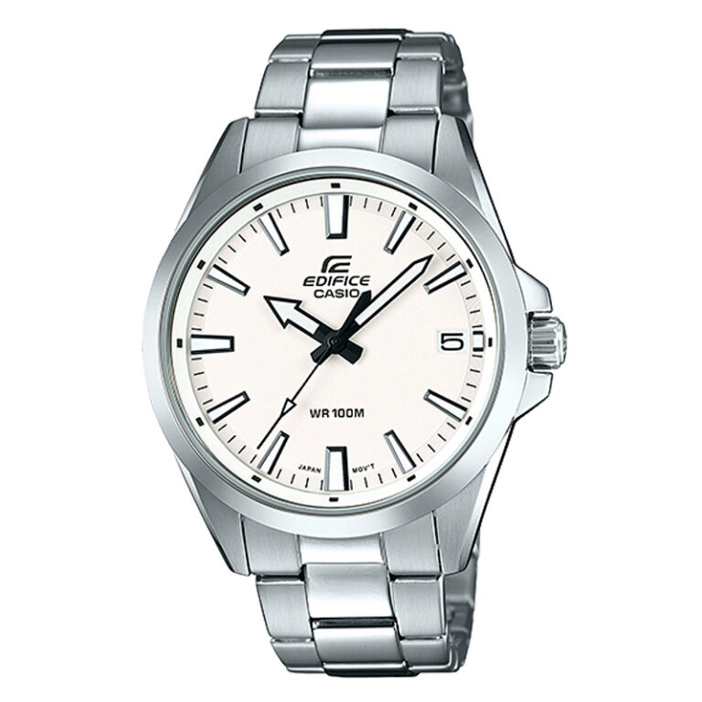 Casio Edifice EFV-100D-7AV White Dial Silver Chain Dress Watch