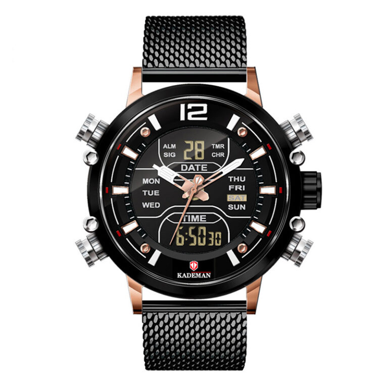 Kademan K009 Black Leather Analog Digital Men's Original Wrist Watch