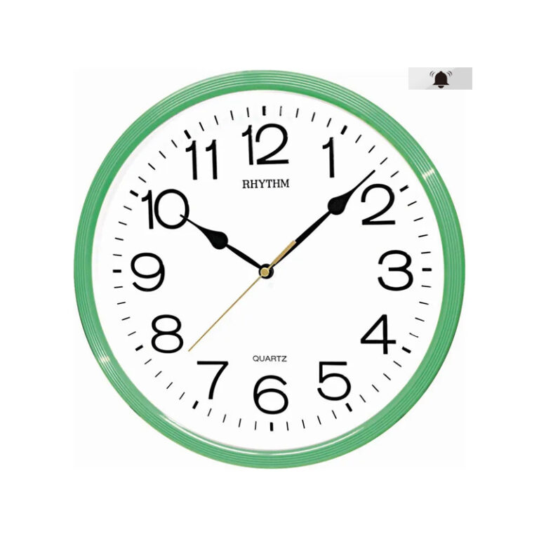Rhythm CMG734NR05 Green Resin Frame White Analog Dial Wall Clock
