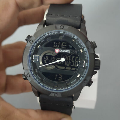 Kademan K009 Black Leather Analog Digital Men's Original Wrist Watch