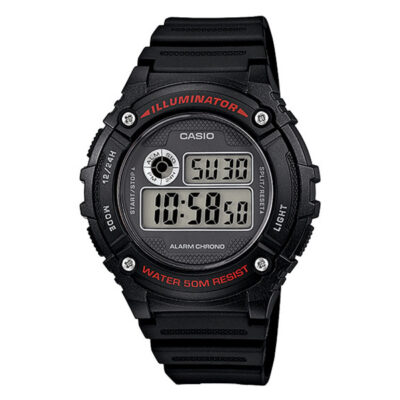 Casio W-216H-1A Youth Sports Wrist Watch In Black Resin Band