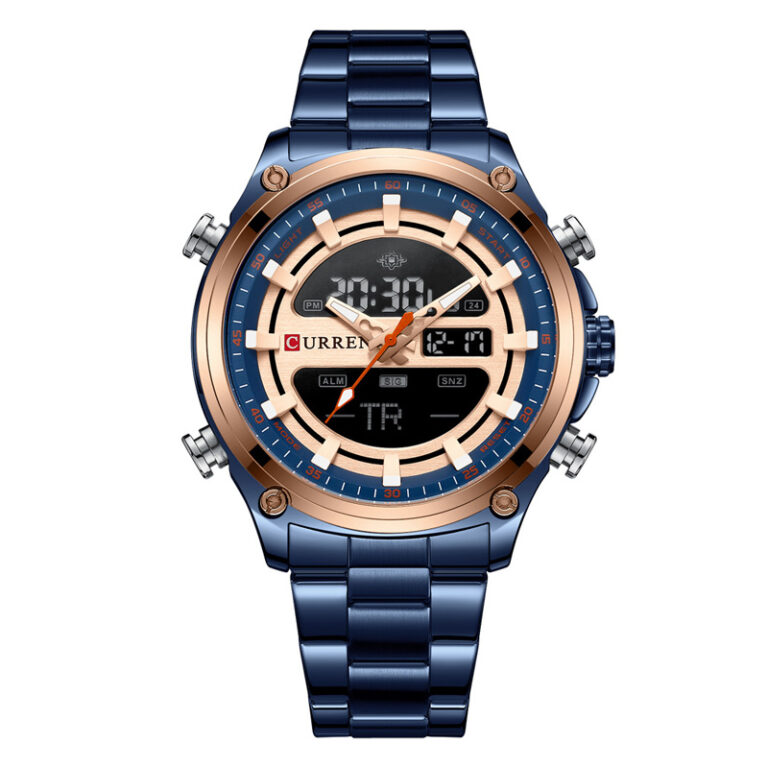 Curren 8404 Blue Chain Analog Digital Dial Men's Dress Watch