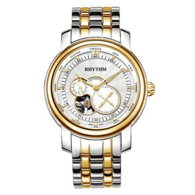 Rhythm A1104S03 Two Tone Skeleton Dial Analog Gift Watch