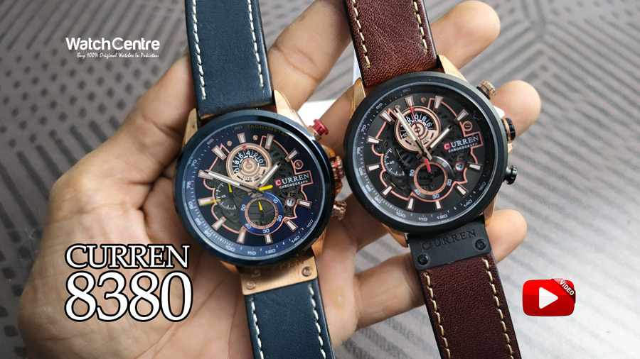 Curren 8380 Men's Leather Chronograph Hand Watches Video Review