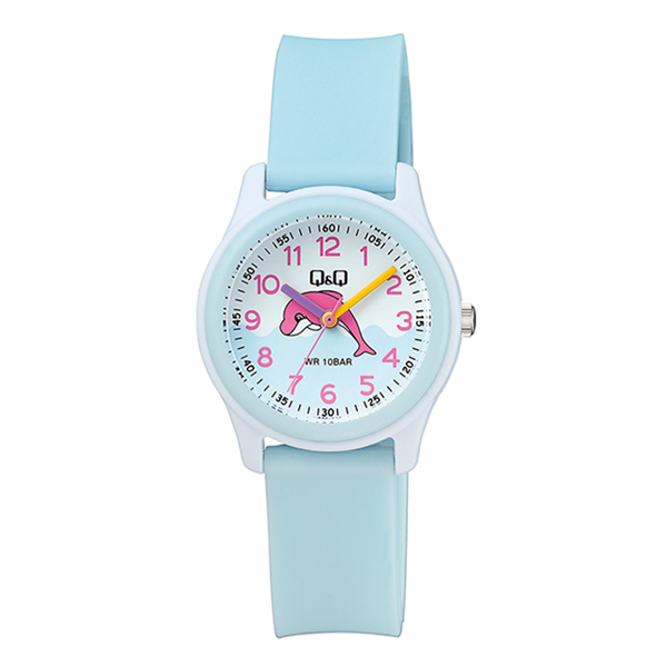 Q&Q VS59J005Y White Analog Dial Girls Watch In Blue Resin