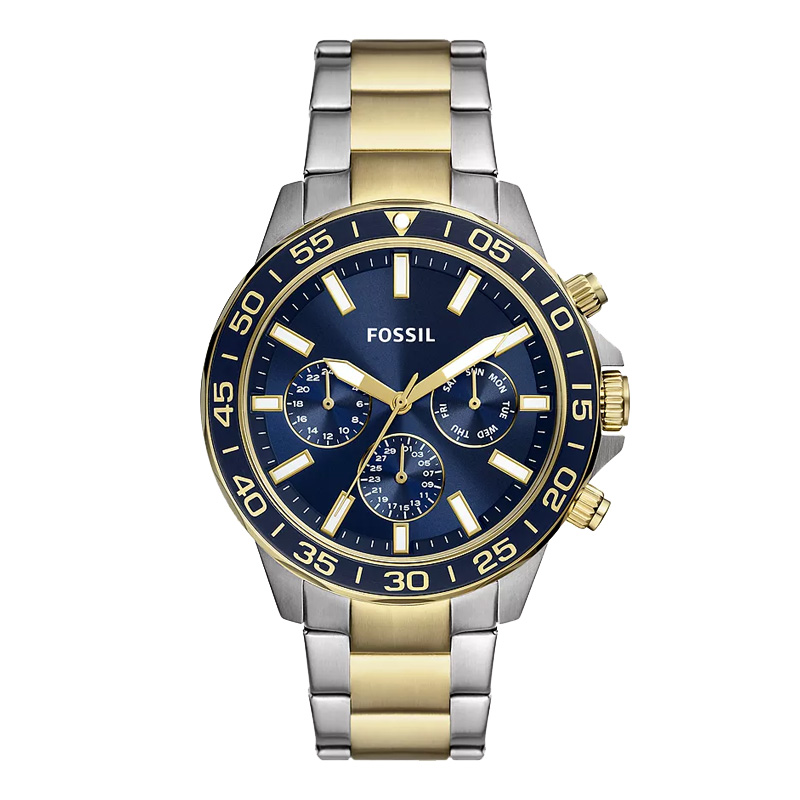 Fossil Men's Two-Tone Steel Watch in Blue & Golden Combination ...