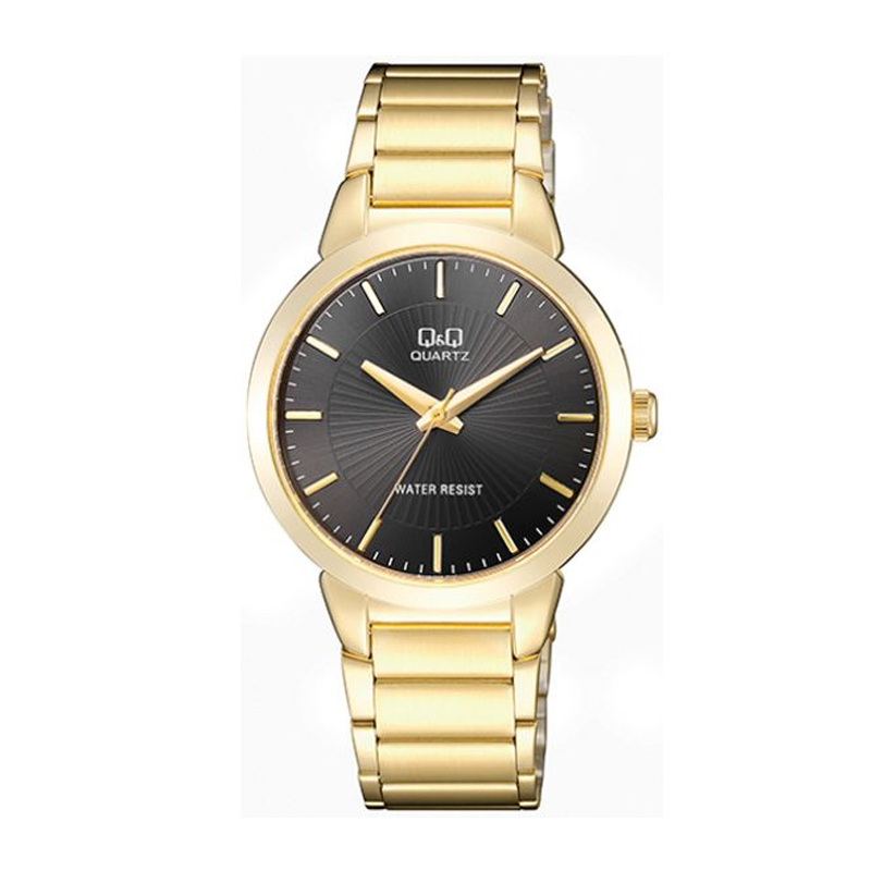 Q&Q QA42J002 Golden Chain Black Dial Mens Gift Watch - WatchCentre.PK